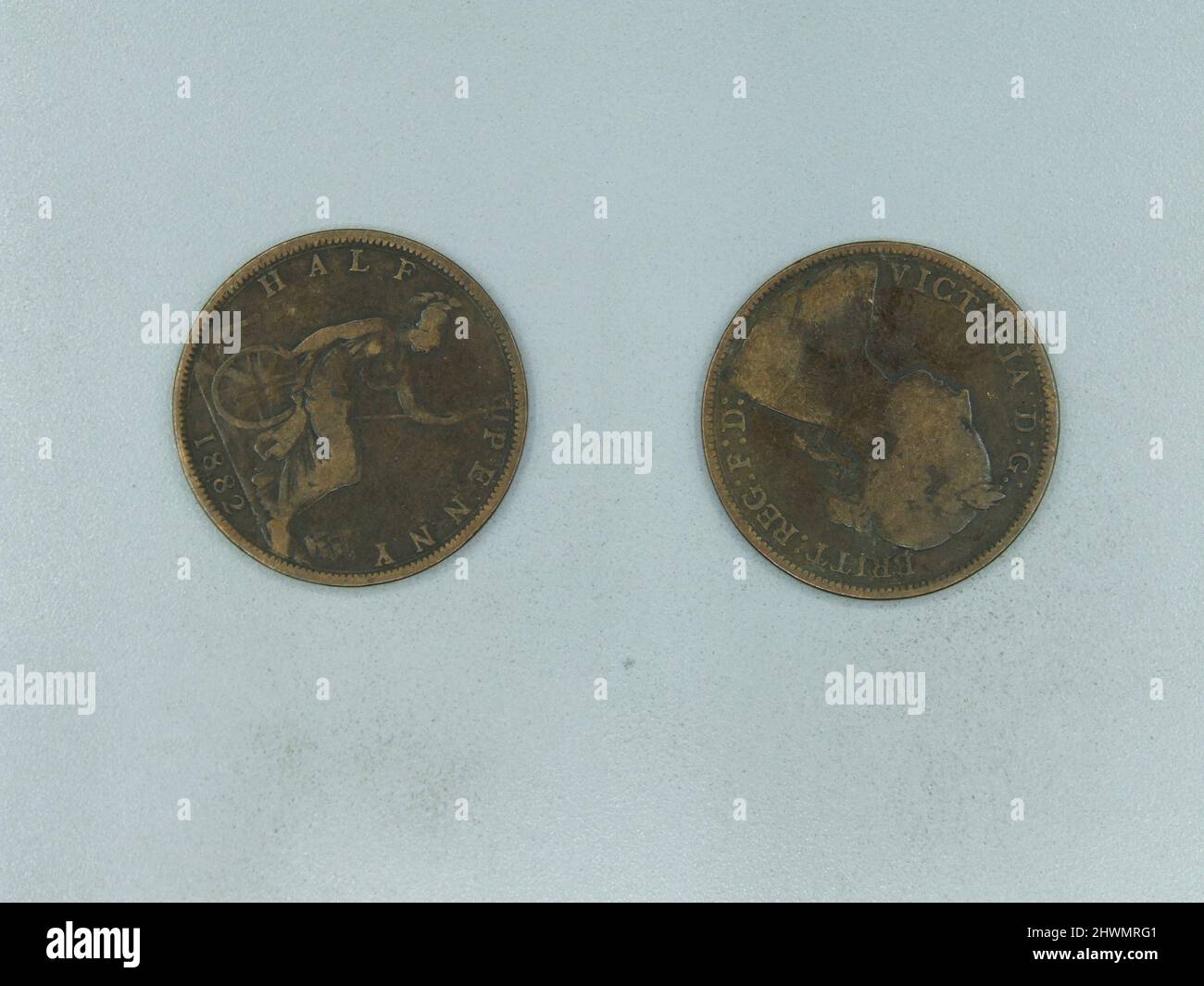 Halfpenny from Heaton with Victoria, Queen of Great Britain. Subject ...