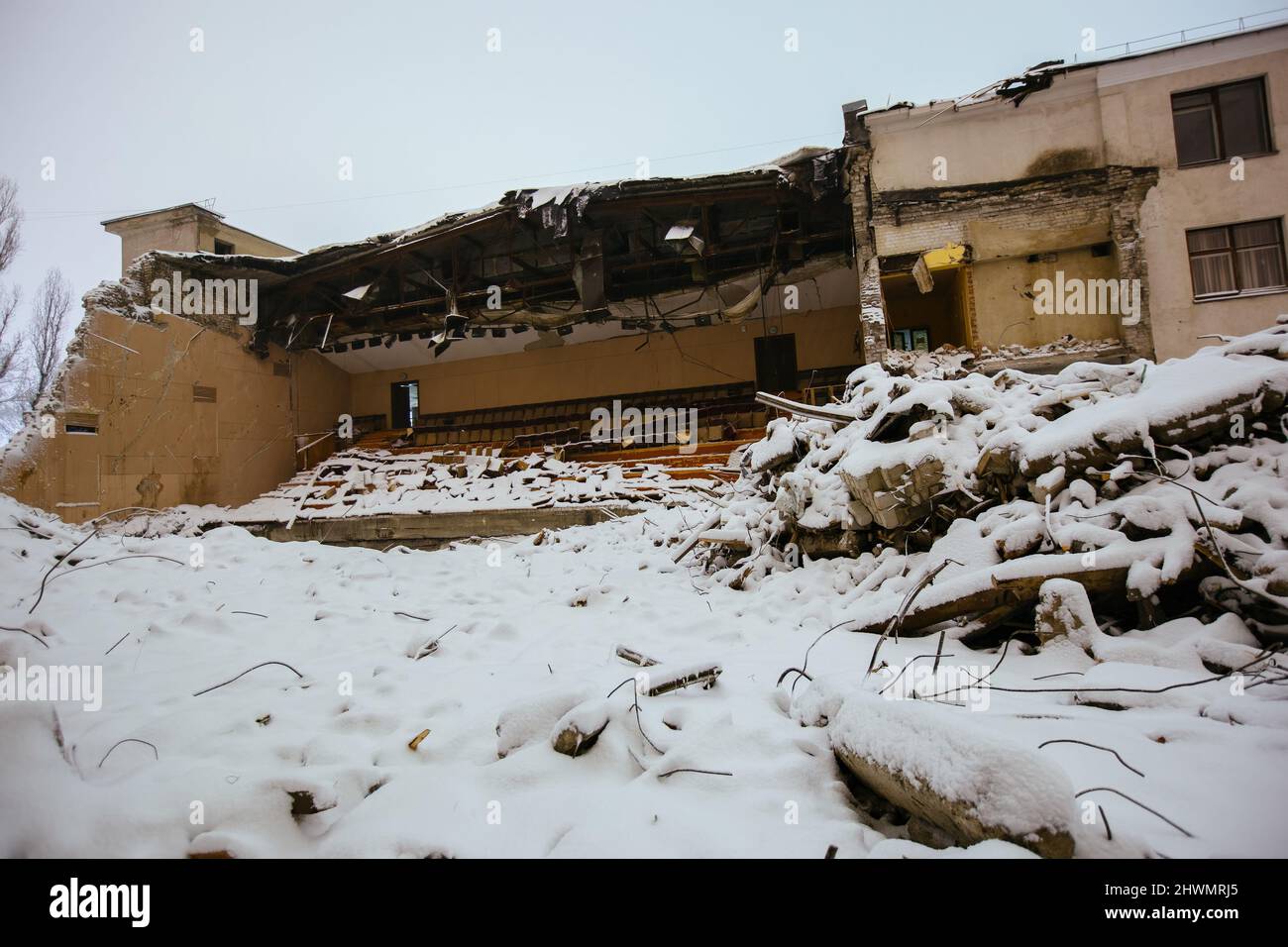 Ruined building. Consequences of disaster, war or demolition Stock ...