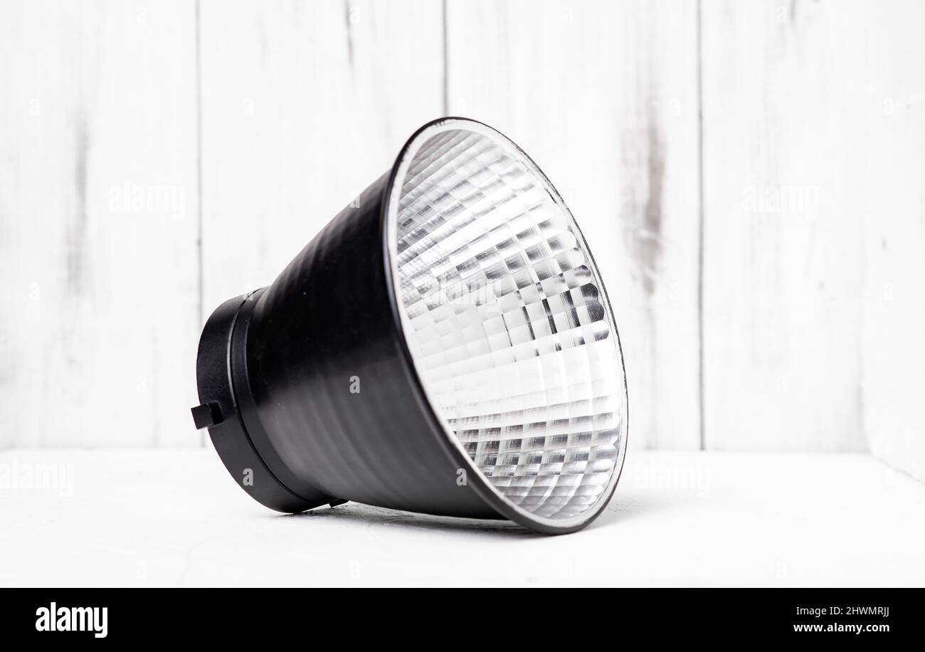 Standard reflector on a white background. Attachment for studio flash ...