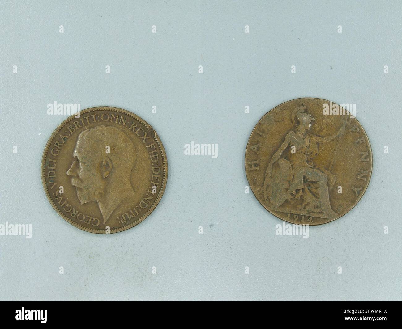 Halfpenny of George V, King of Great Britain. Ruler: George V, King of ...