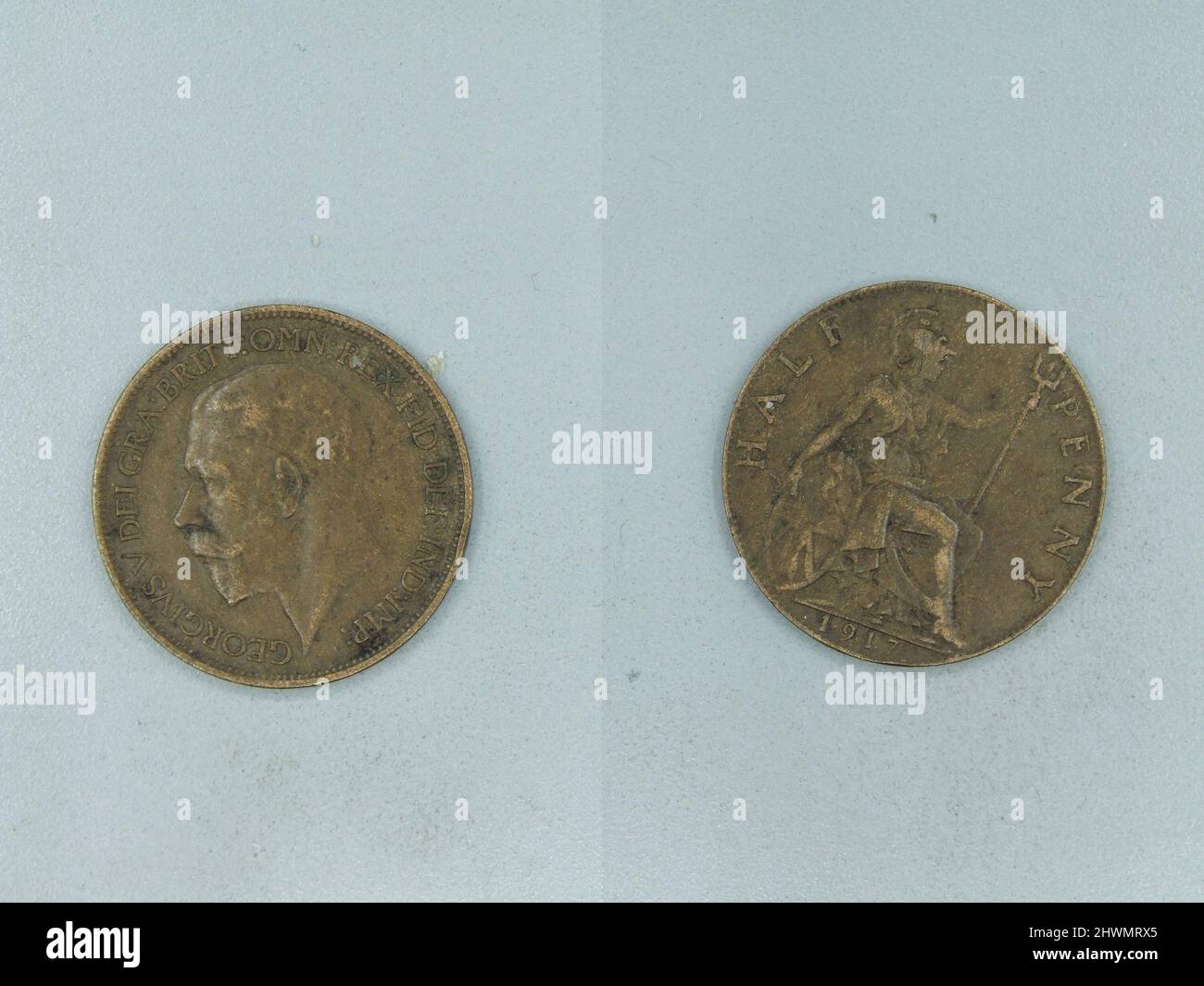 Halfpenny of George V, King of Great Britain. Ruler: George V, King of ...
