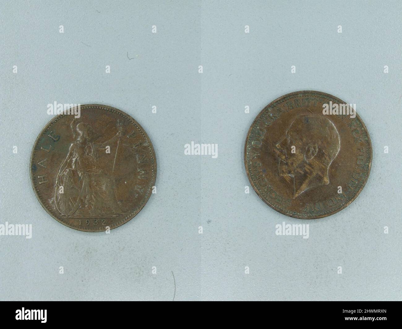Halfpenny of George V, King of Great Britain. Ruler: George V, King of ...