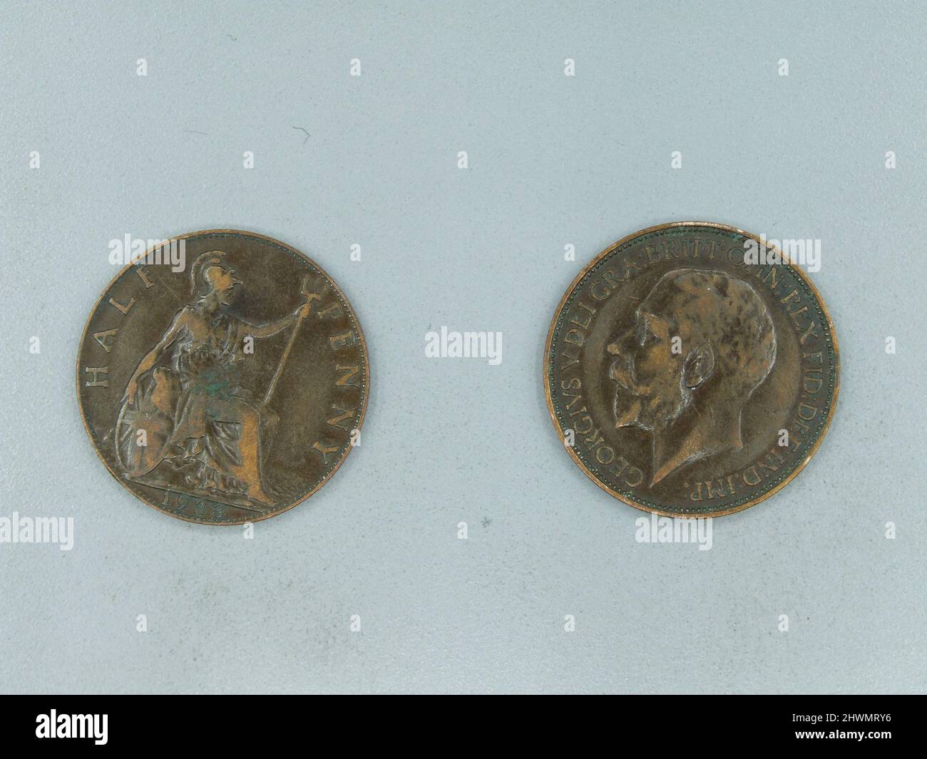 Halfpenny of George V, King of Great Britain. Ruler: George V, King of ...