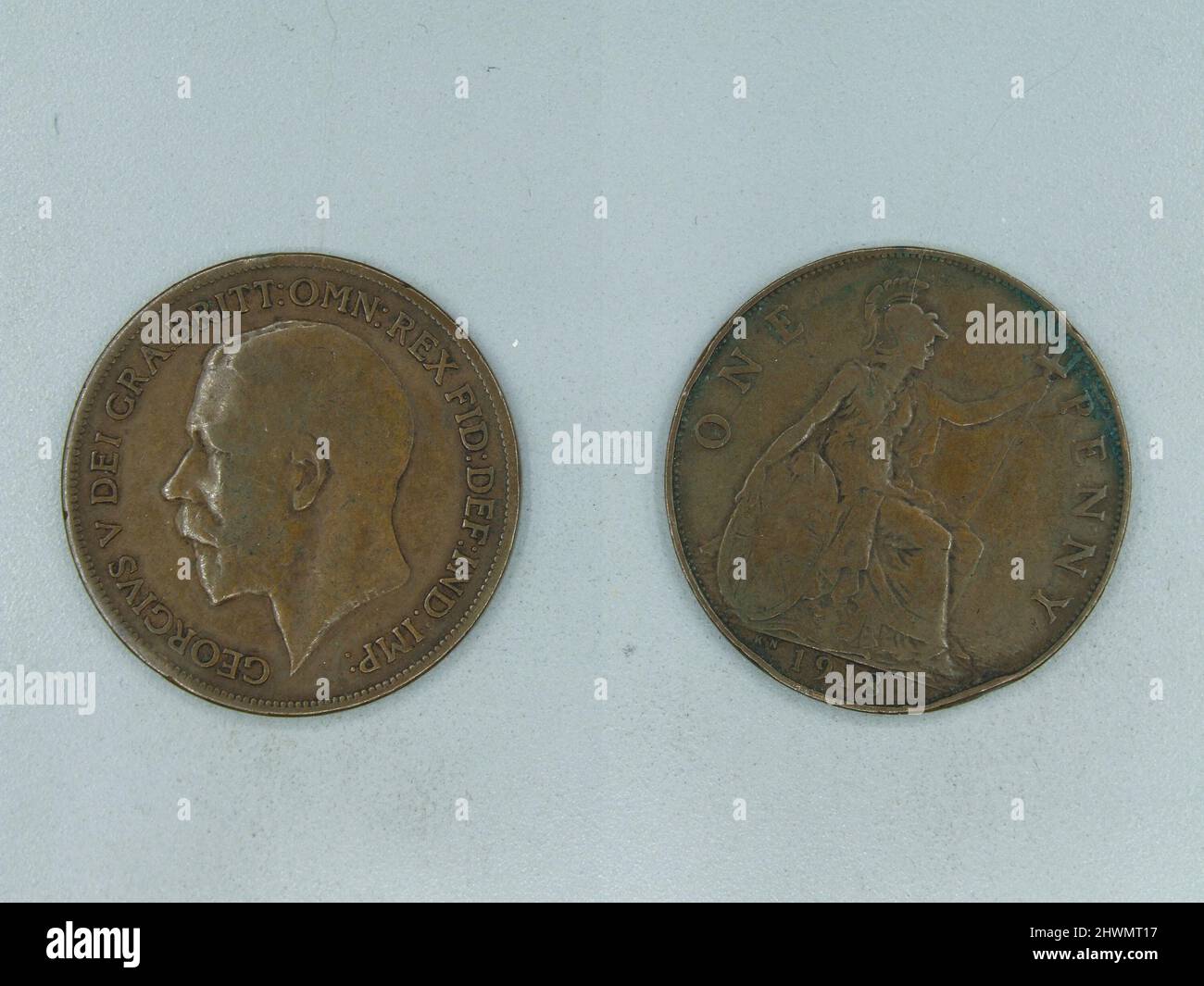 1 Penny of George V, King of Great Britain from King’s Norton. Ruler ...