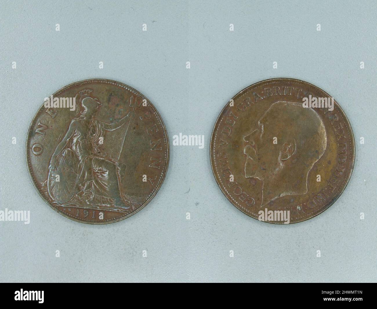 1 Penny of George V, King of Great Britain from King’s Norton. Ruler ...