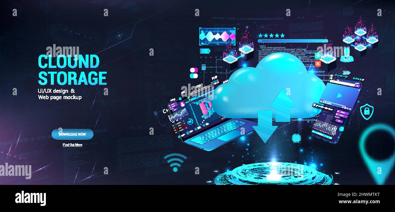 Cloud technologies for download, servers and service Stock Vector Image ...