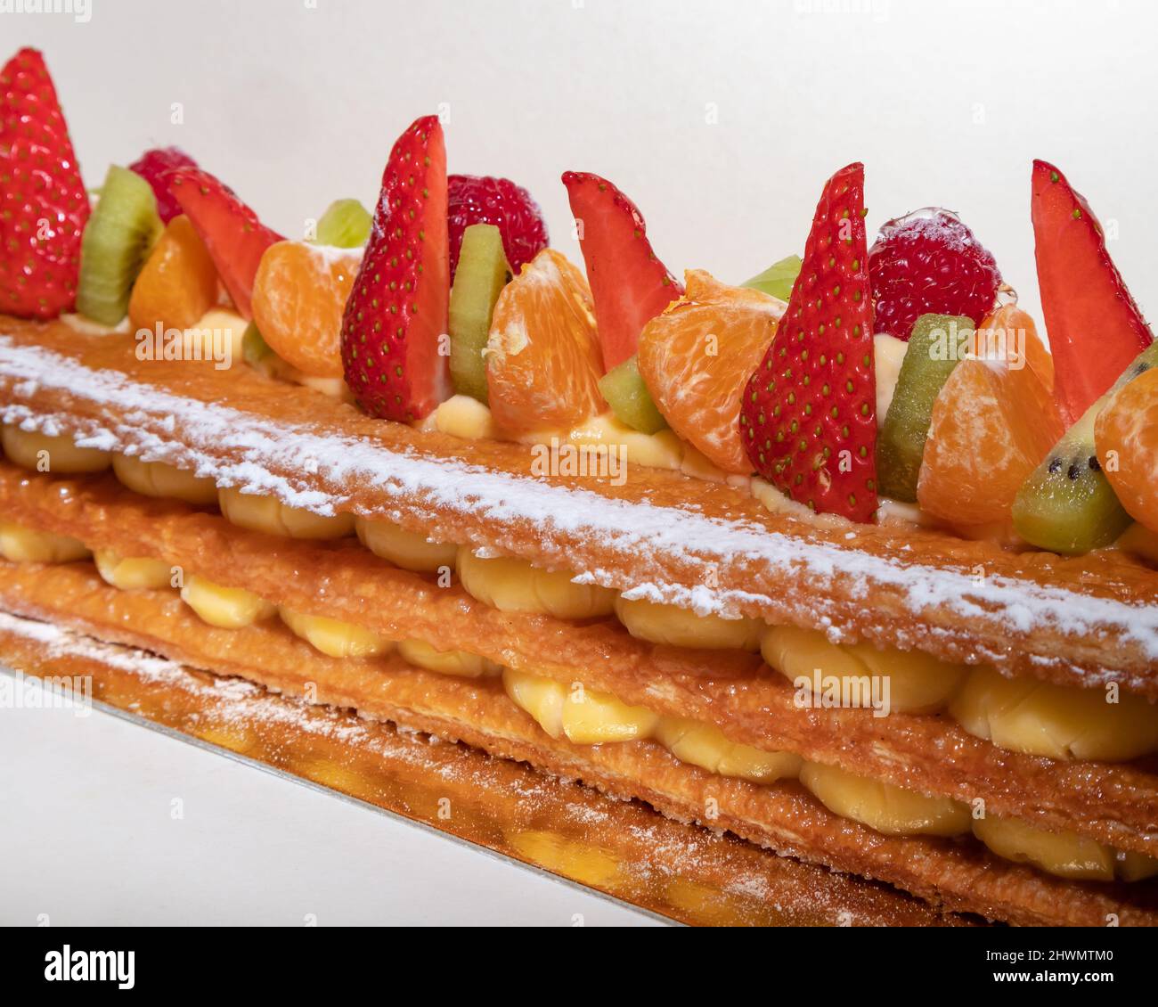 Mille-feuille cake with raspberries and sweet cream Stock Photo - Alamy