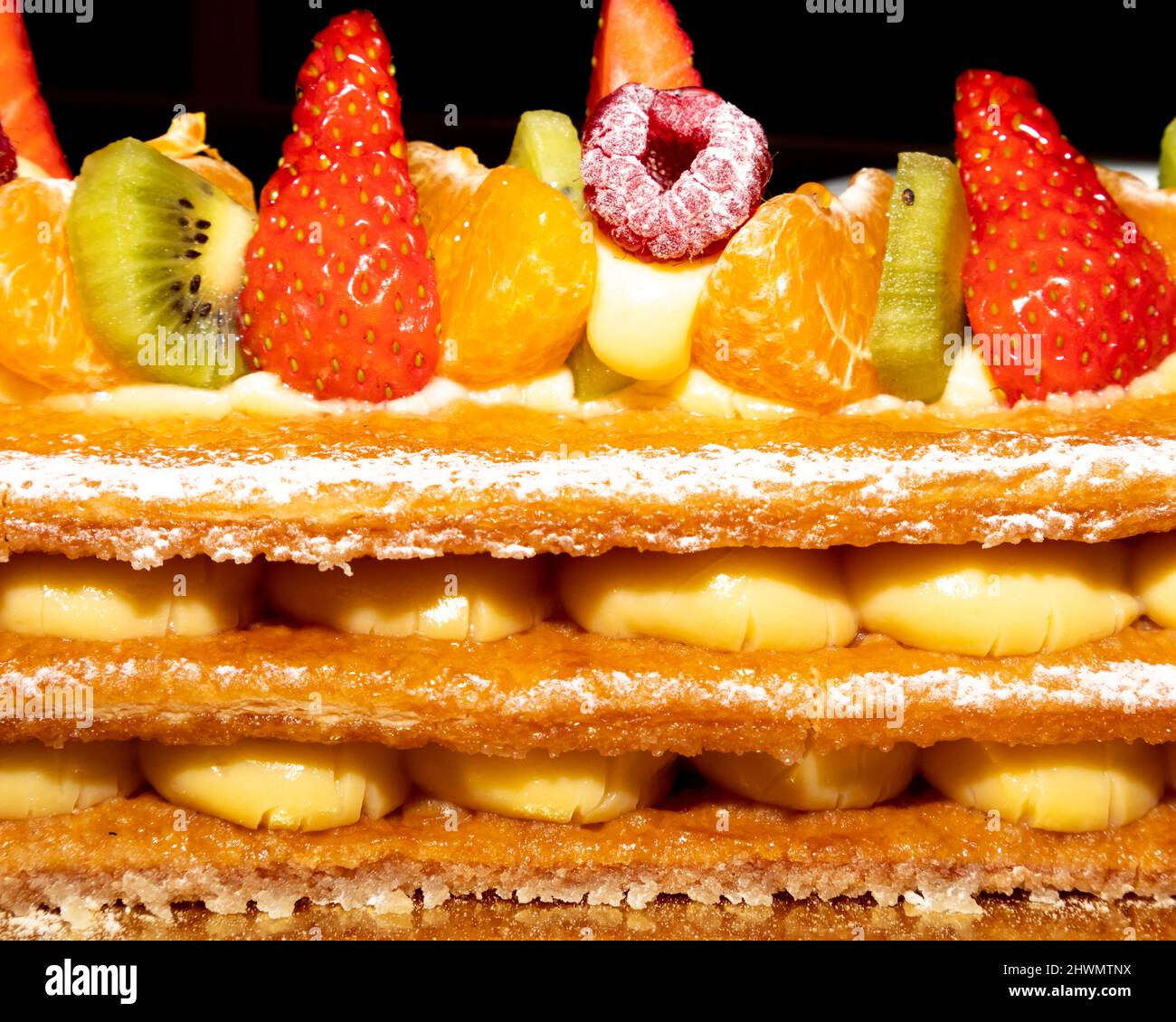 Mille-feuille cake with raspberries and sweet cream Stock Photo - Alamy