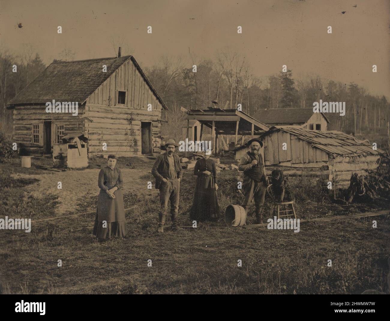 A Family and Homestead. Artist: Unknown Stock Photo - Alamy