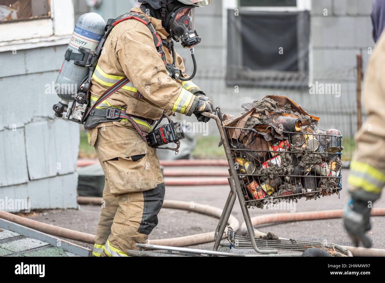Firefighters work on extinguishing a structure fire Stock Photo - Alamy