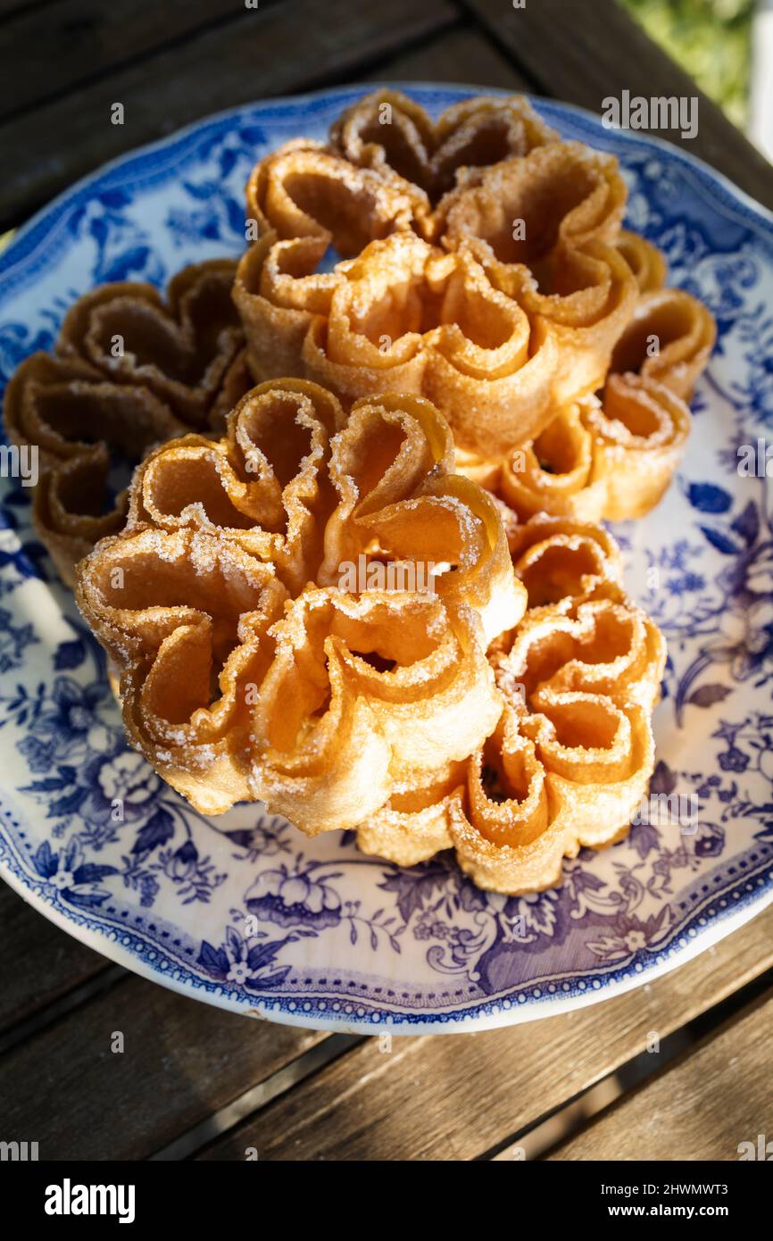 Fried flowers covered with sugar, typical Spanish sweet from Castilla ...