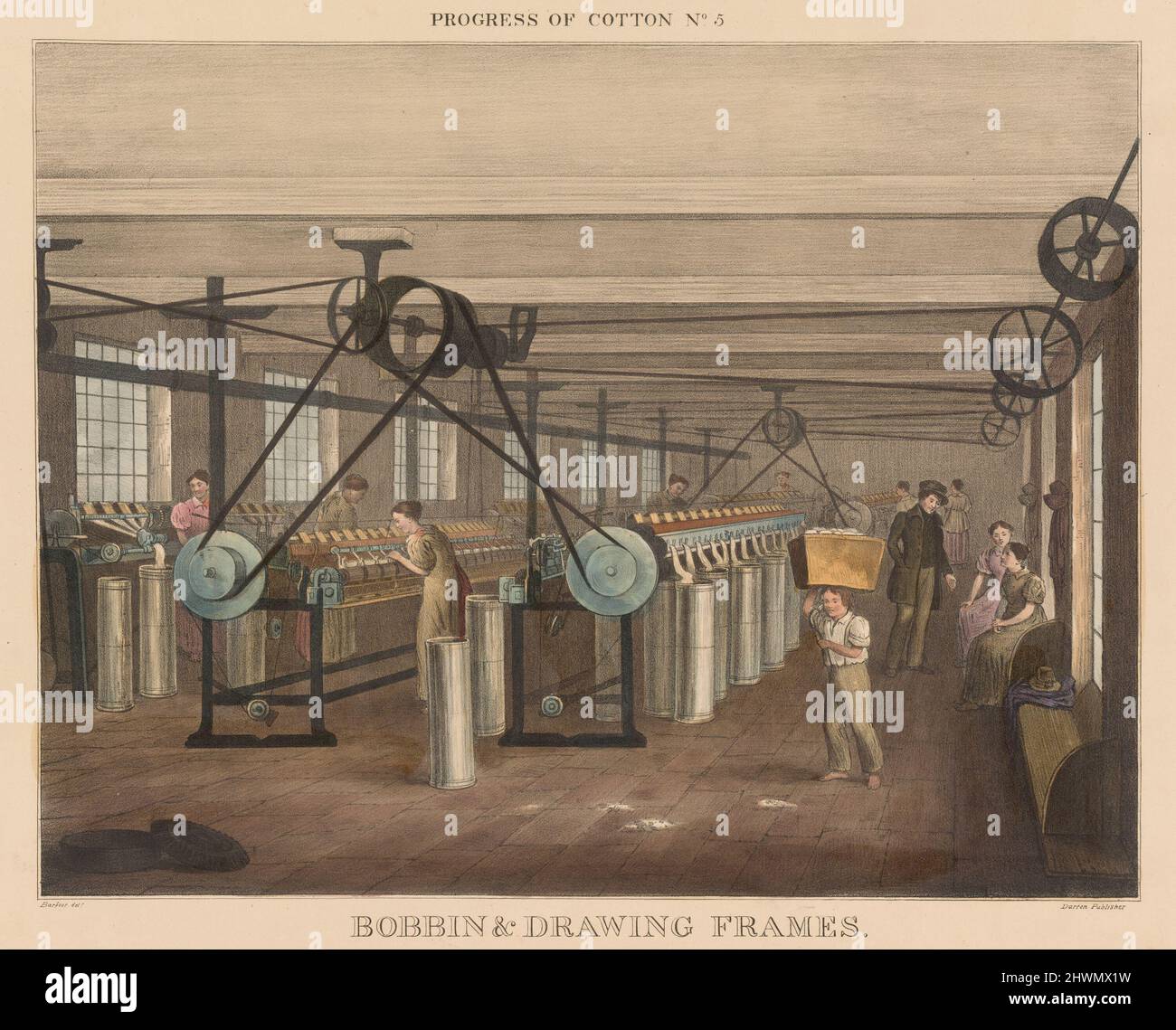 Progress of Cotton: #5 - Bobbin & drawing frames. Artist: James Richard ...