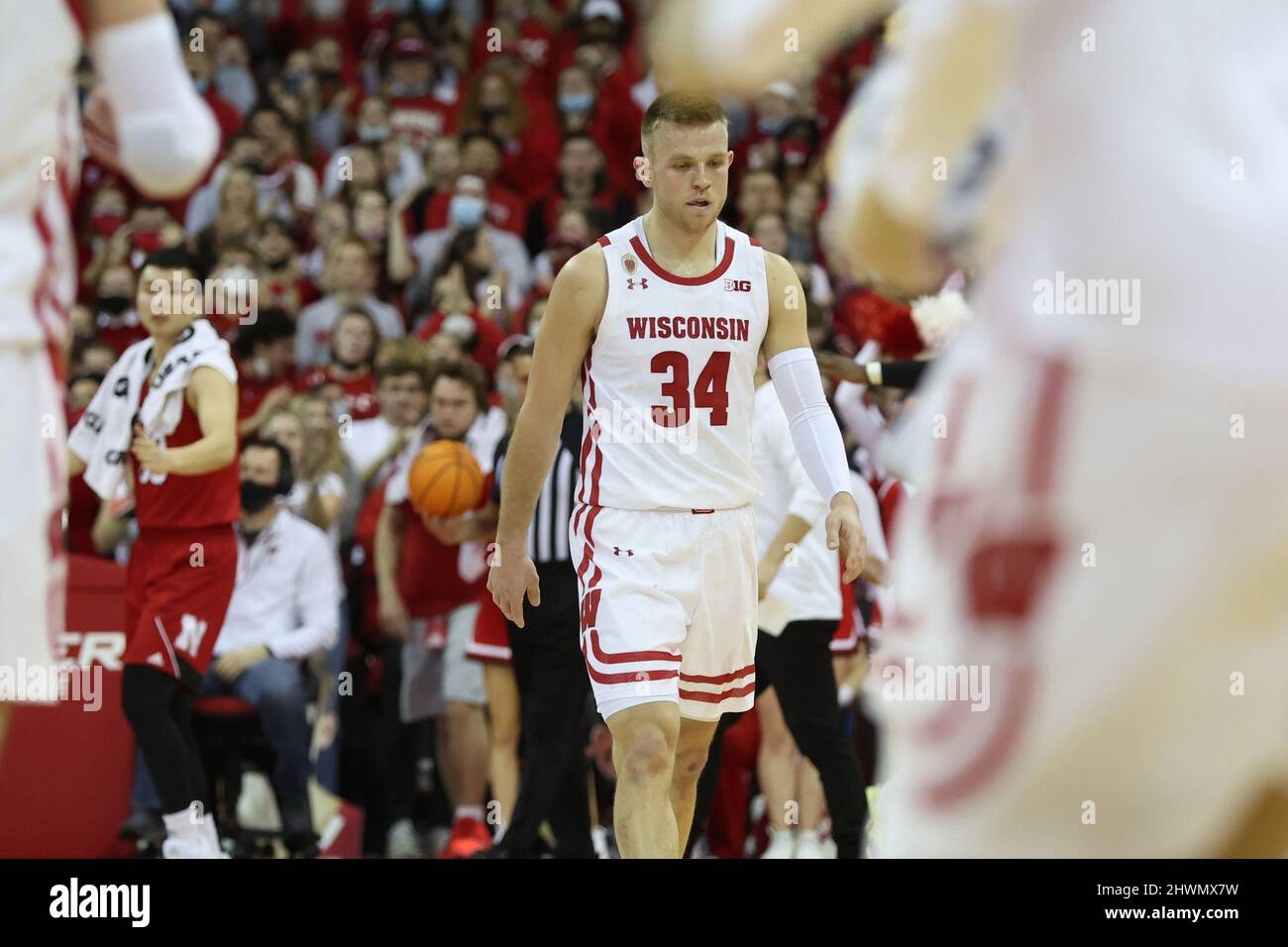 March 6, 20, 2022: Wisconsin Badgers guard Brad Davison (34) during the ...