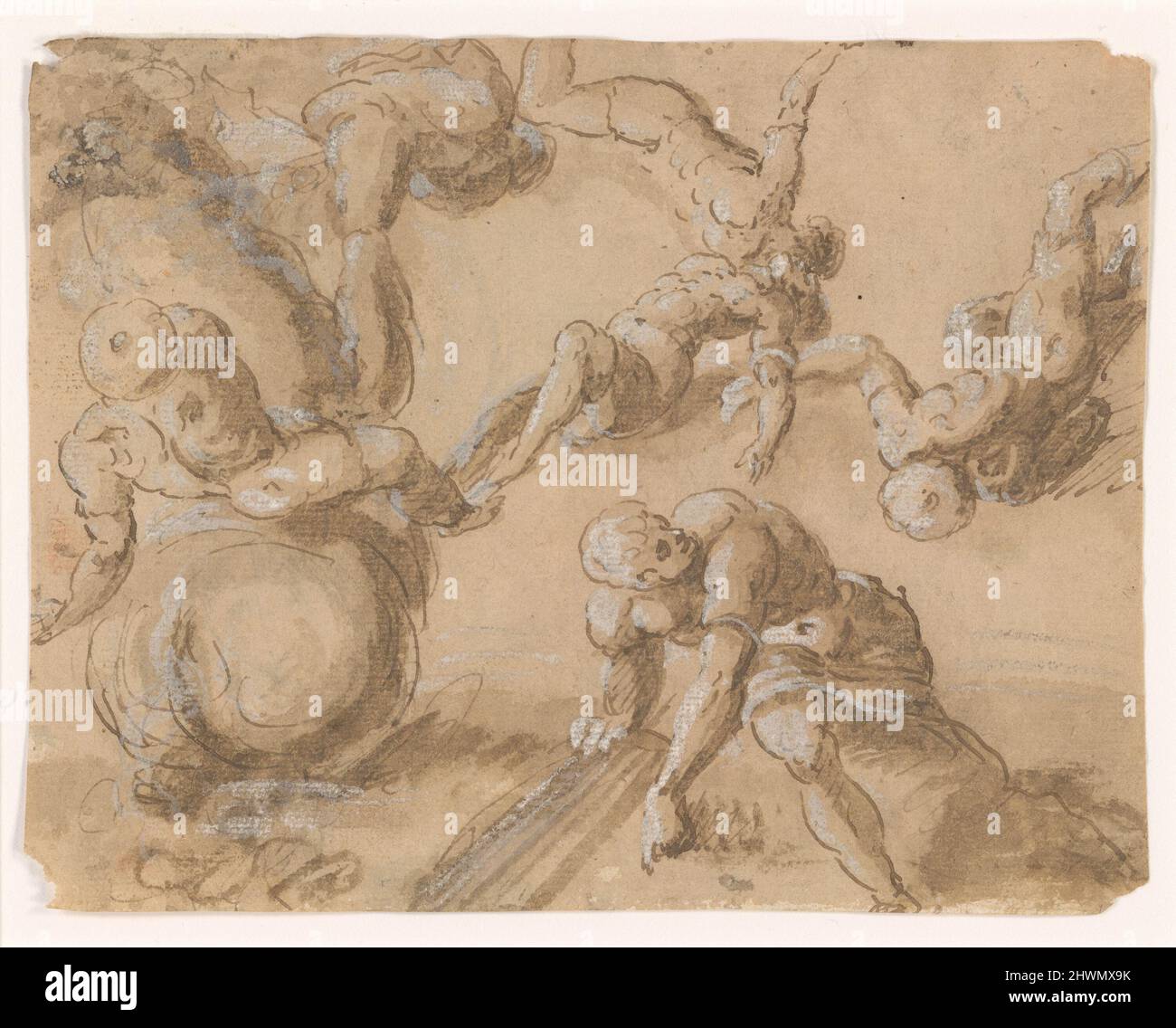 Studies of Falling Figures (recto); Studies of Figures in Draped ...