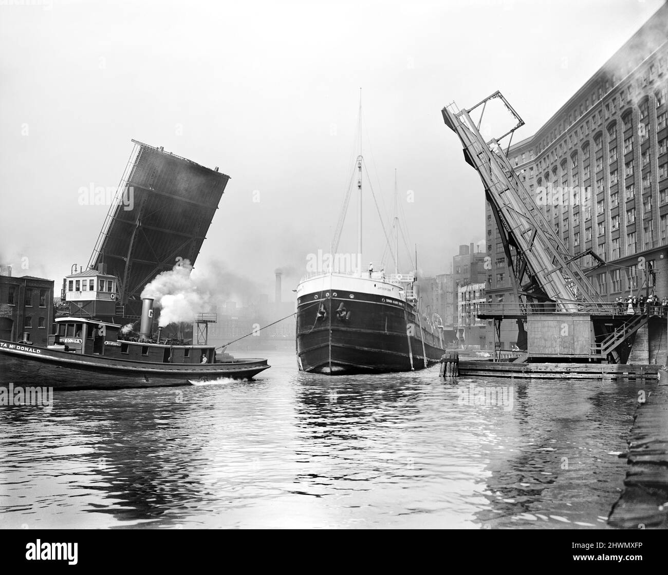 Freighter Arthur Orr and Tugboat Rita McDonald passing State Street ...