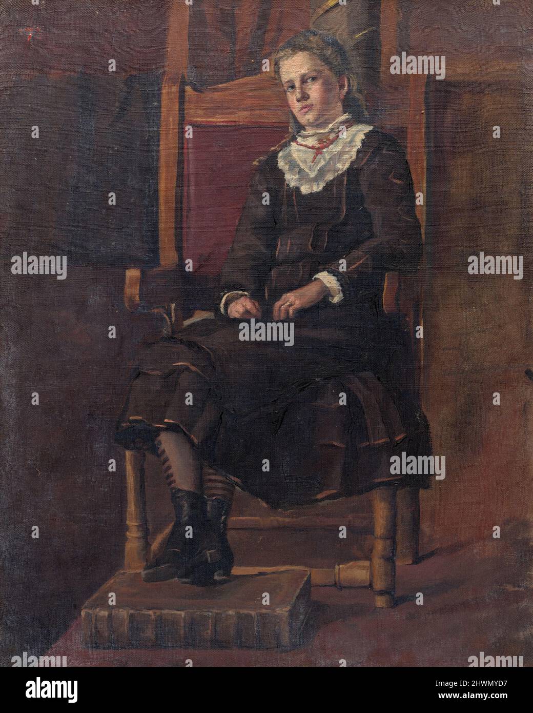 Young Girl Seated in a Chair. Artist: Emma H. Bacon, American, 1848 ...