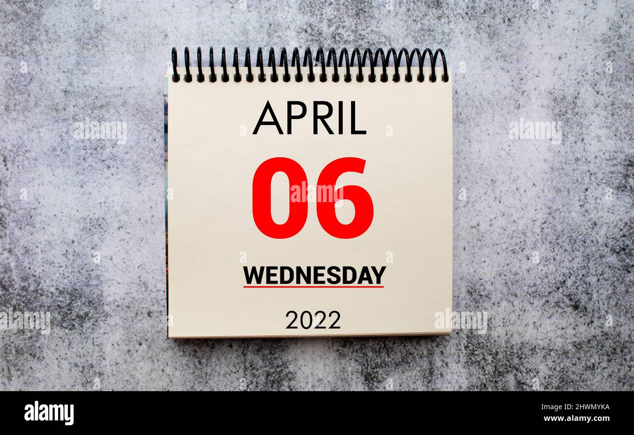 April 6. 6th day of month, calendar date. Stand for desktop calendar on ...