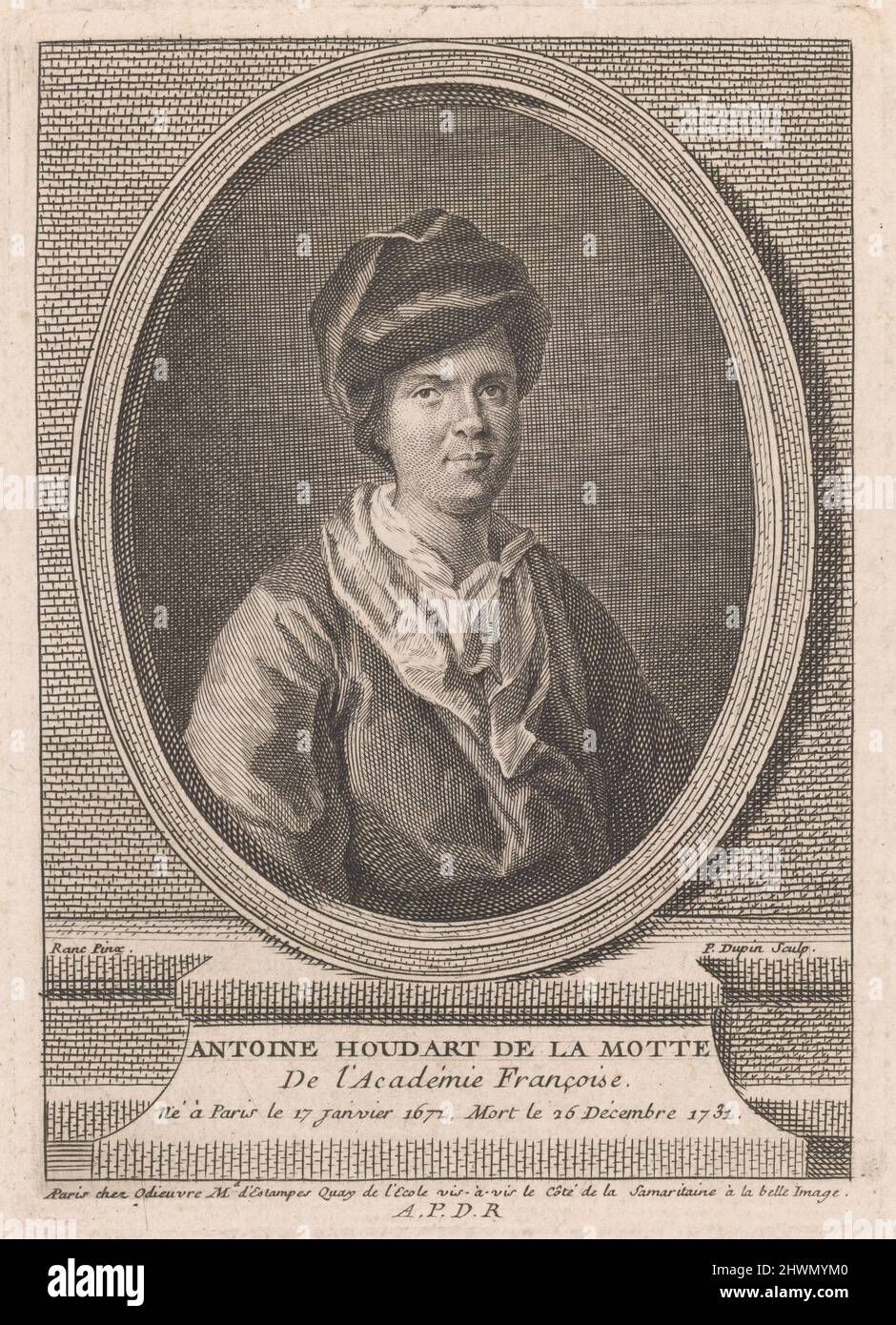 Antoine Houdart de La Motte. Engraver: Pierre Dupin, French, ca. 1690 ...
