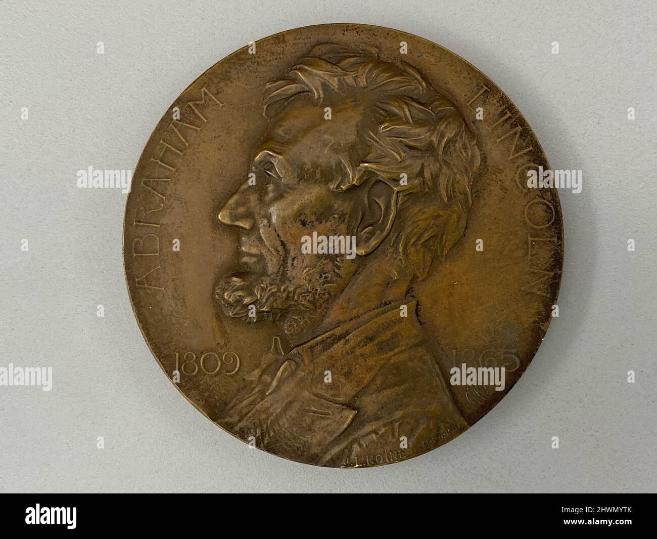 The Lincoln Centennial Medal. Subject: Abraham Lincoln, American, 1809–1865 Mint: Medallic Art ...