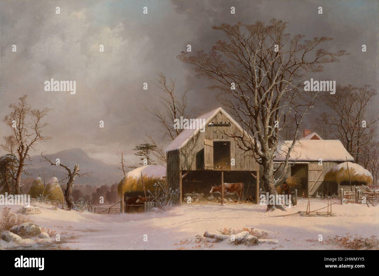 Winter Scene in New England. Artist: George Henry Durrie, American ...