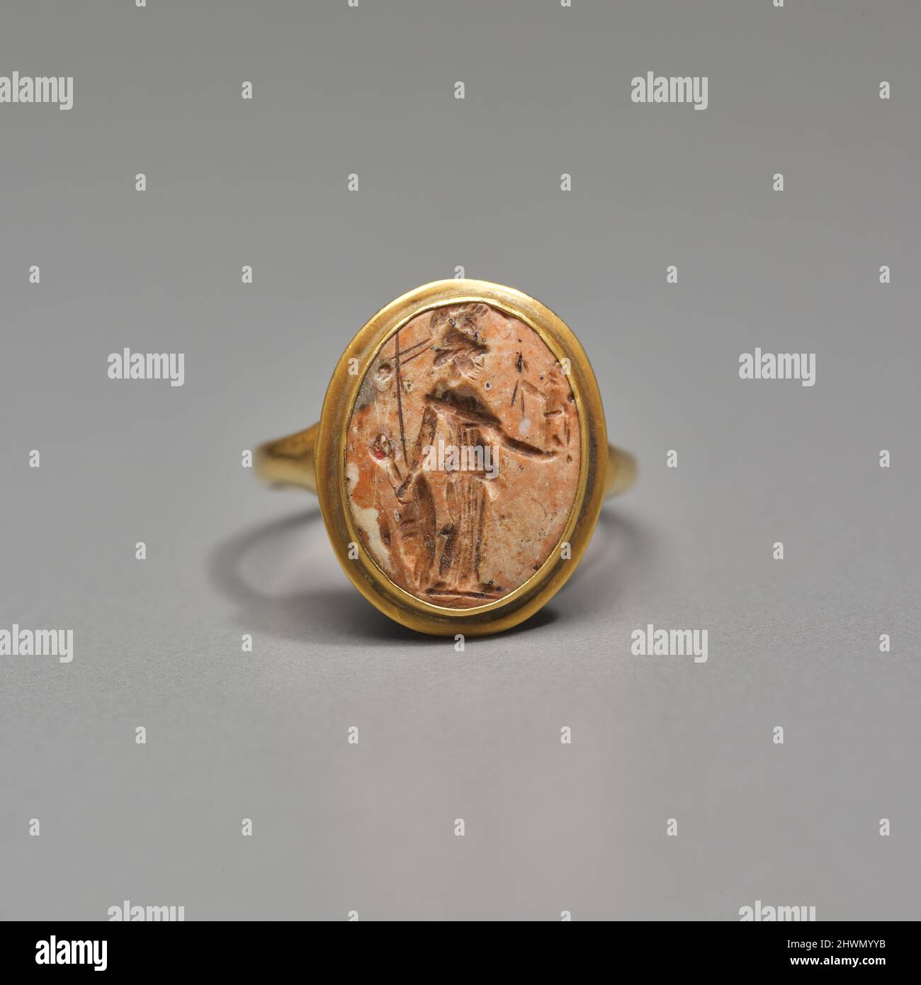 Ring with Gemstone Depicting Athena Holding Nike Stock Photo - Alamy