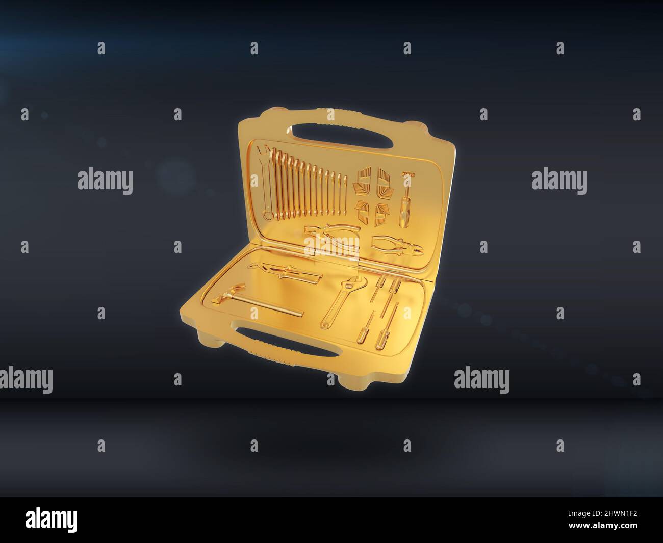 Gold instruments isolated a dark background. 3d render Stock Photo - Alamy