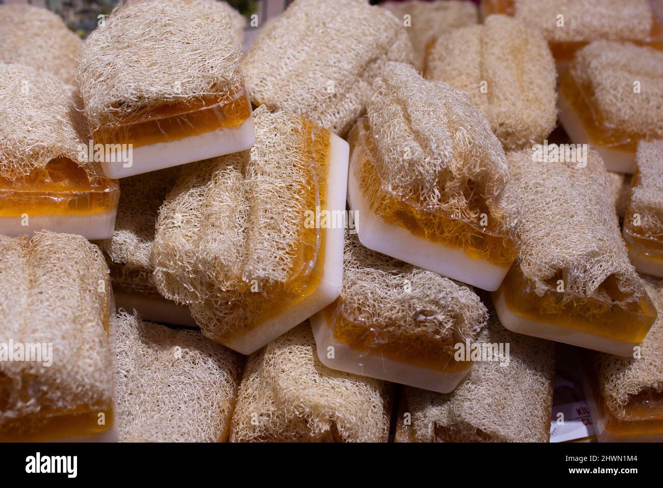 Eco-friendly exfoliating bars of soap for hair and body Stock Photo - Alamy