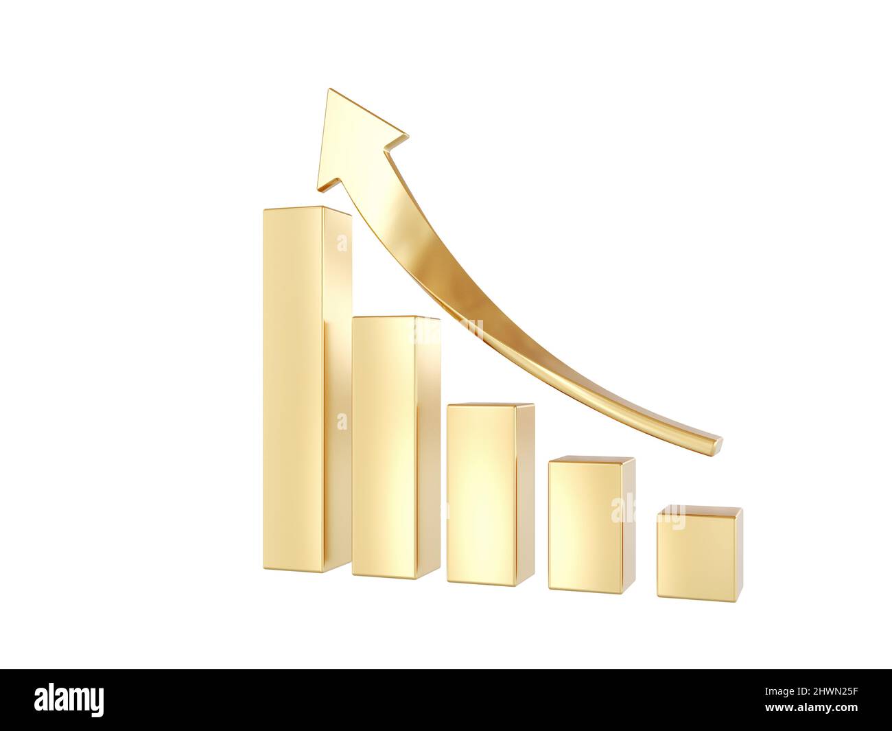 Business Growth Bar Golden Graph Curve. 3D Render Stock Photo - Alamy