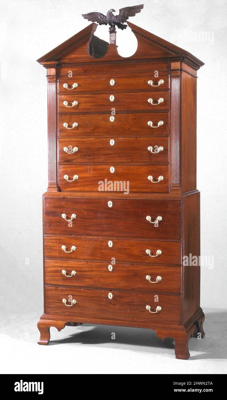 Chest-on-chest with secretary drawer Stock Photo - Alamy
