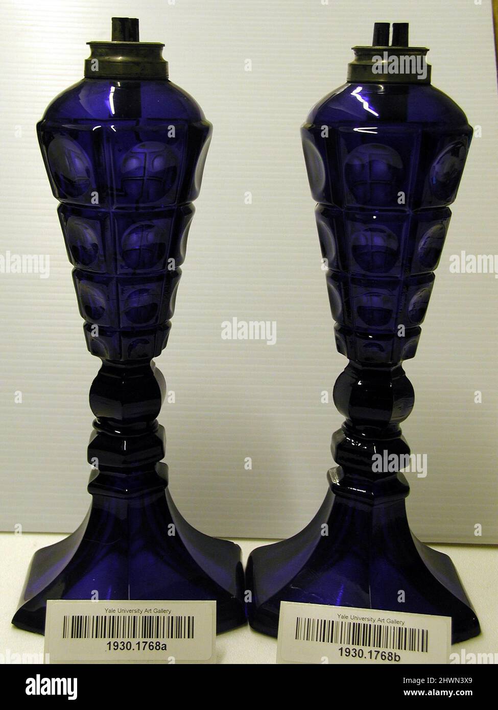 Pair of Lamps. Maker, probably by: Boston and Sandwich Glass Works ...