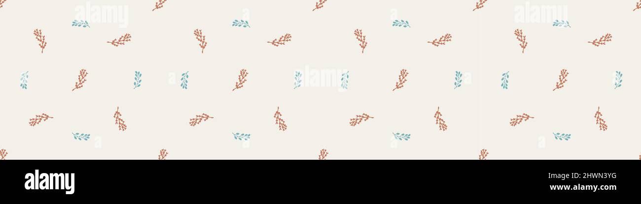 Gender neutral sprigged foliage seamless vector border. Simple ...