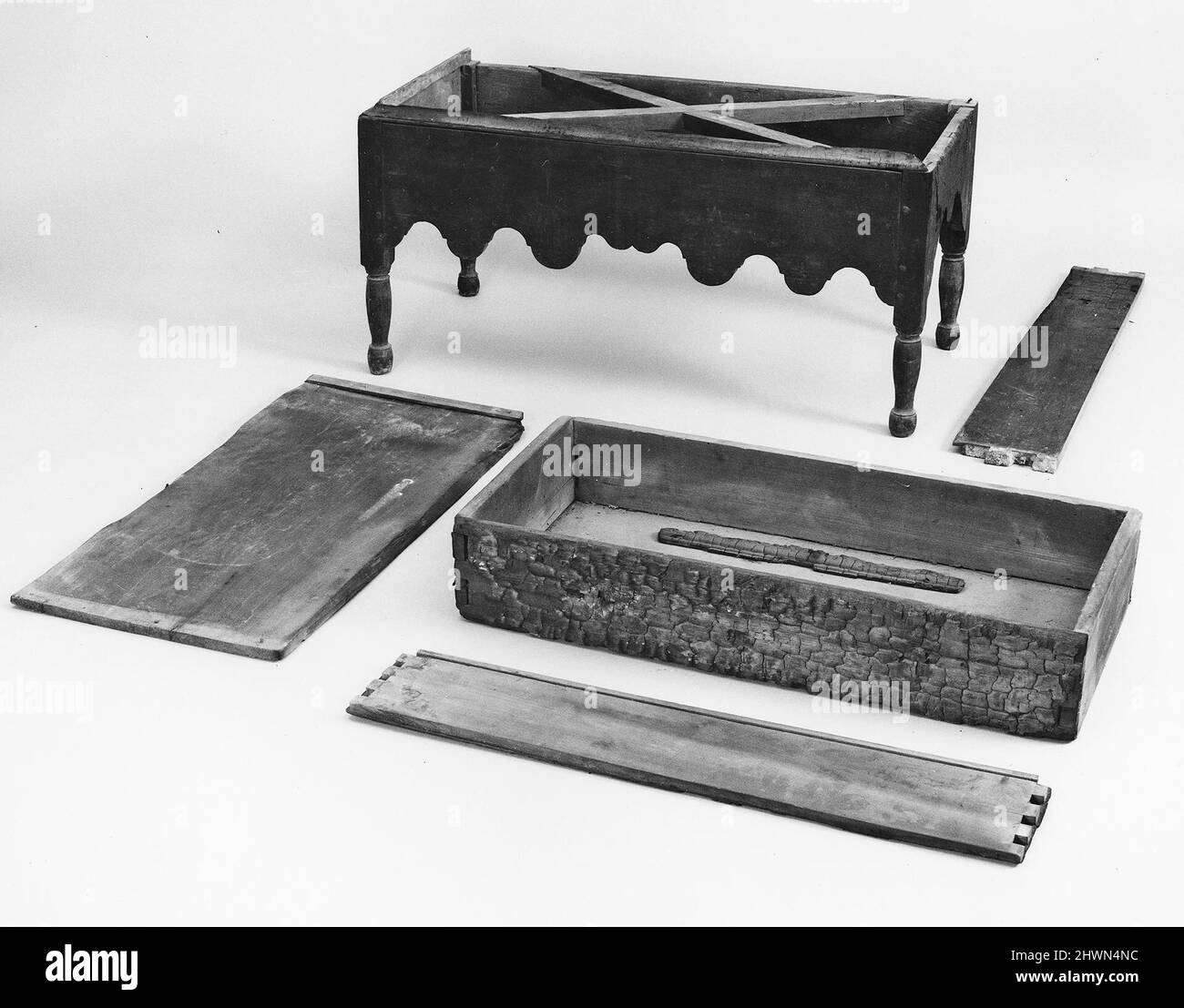 Chest-on-frame base with five related chest pieces Stock Photo - Alamy