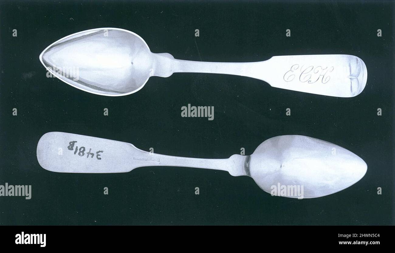 Six teaspoons. Maker: Roswell Walstein Roath, active ca. 1826 - 1850 Stock Photo - Alamy