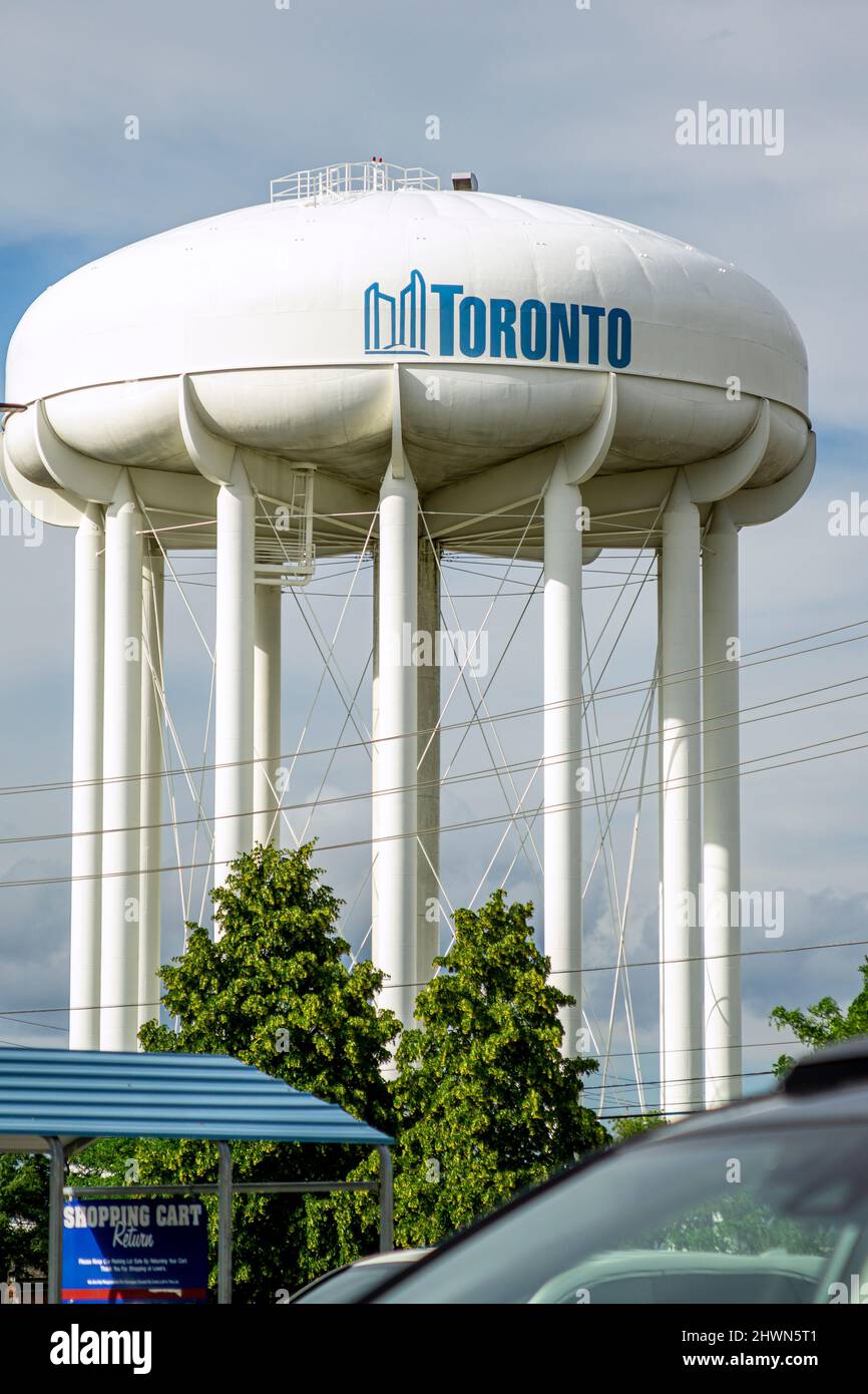 Toronto, Canada, July 2021 - A view of the 45 meter Water Tower located ...