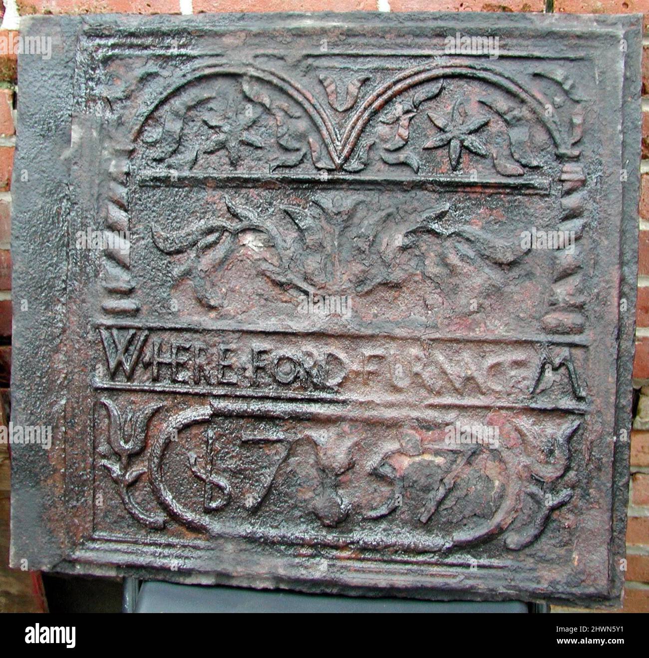 Stove plate, “Hereford of 1757”. Maker: Hereford Furnace, founded 1745 ...