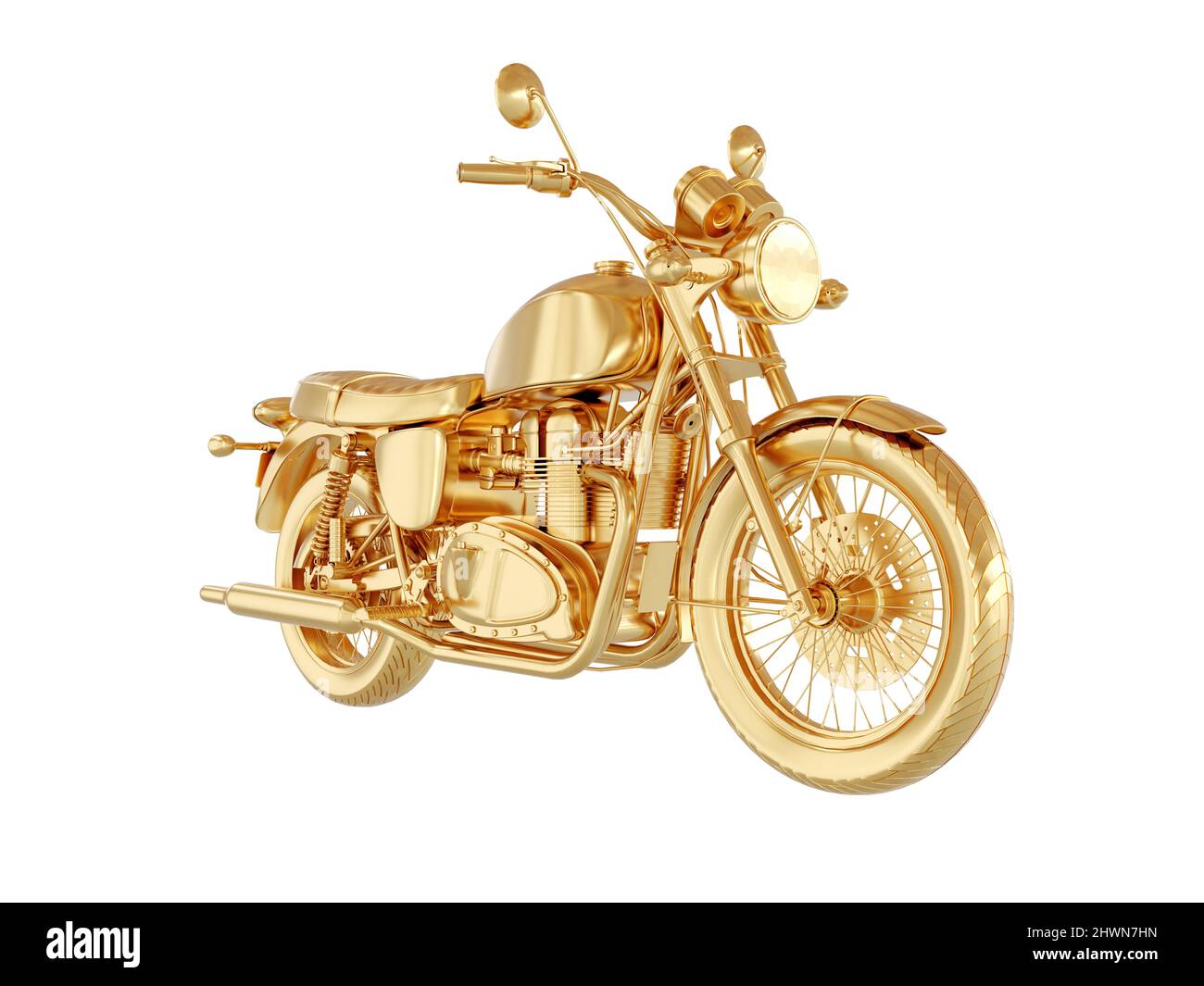 3D render illustration of a golden motorcycle. 3d render Stock Photo ...
