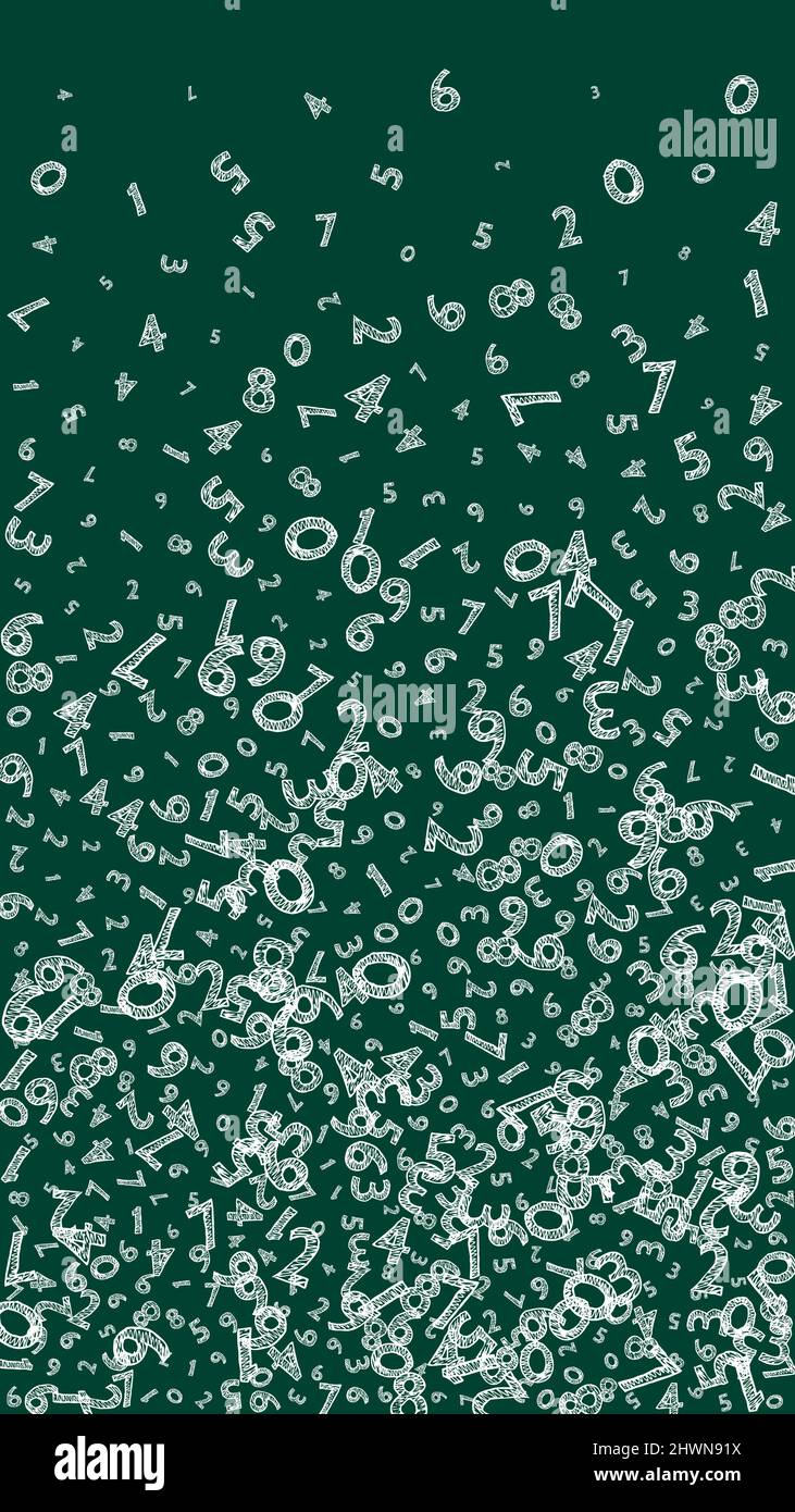 Falling childish chalk numbers. Math study concept with flying digits ...