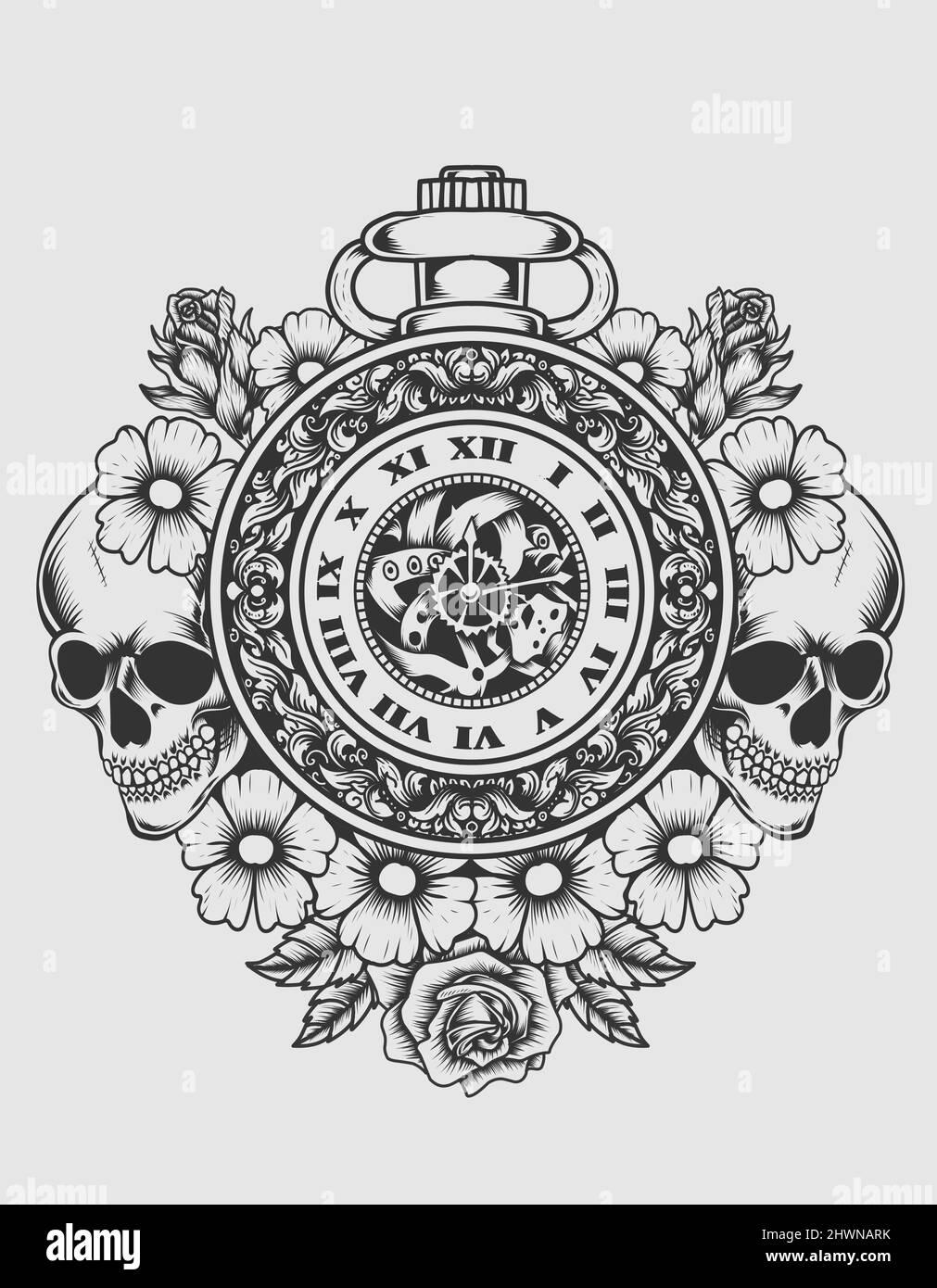 Skull rose Black and White Stock Photos & Images - Alamy