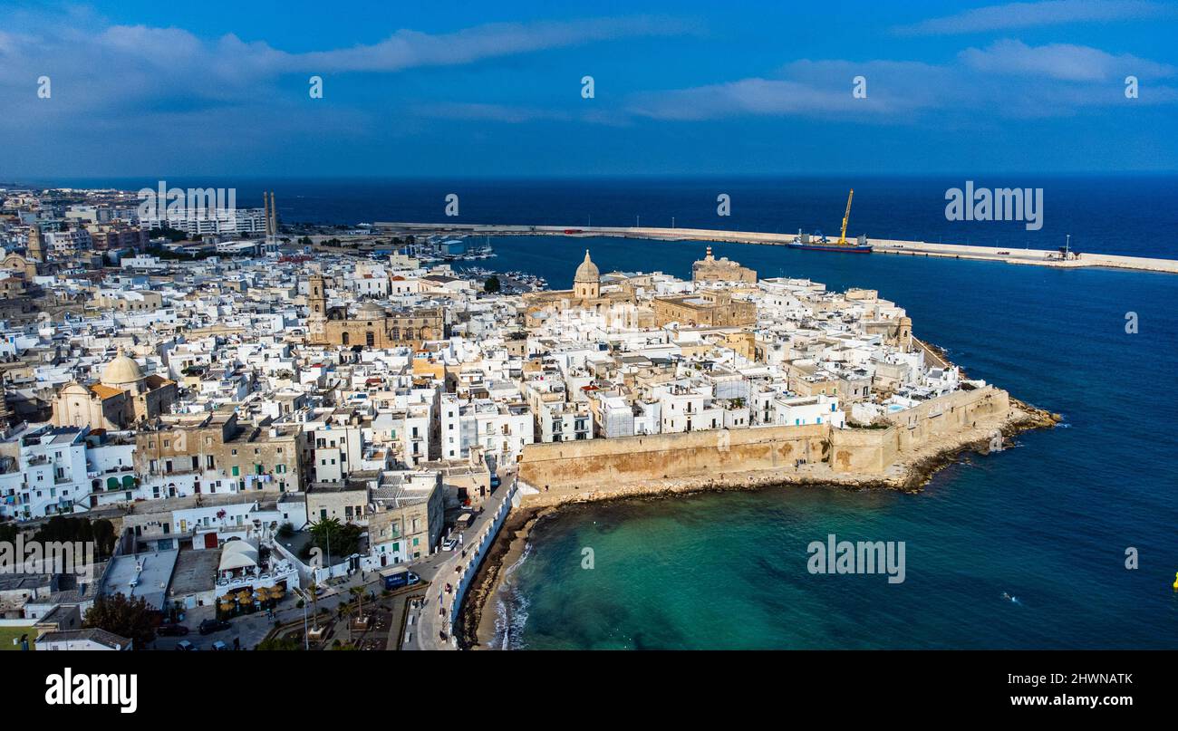 Monopoli, Italy - a city at the Italian East coast from above Stock ...