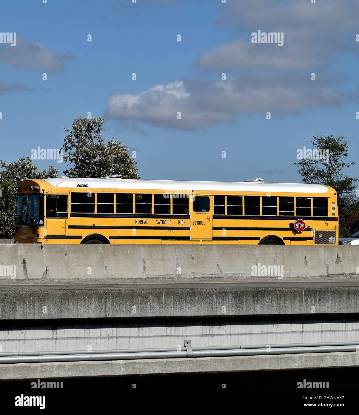 Moreau Catholic High School bus on 880 freeway in Union City ...
