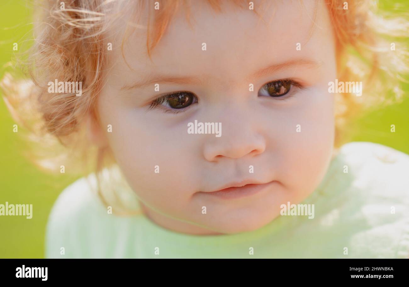 Funny child face close up. Kids baby portrait Stock Photo - Alamy