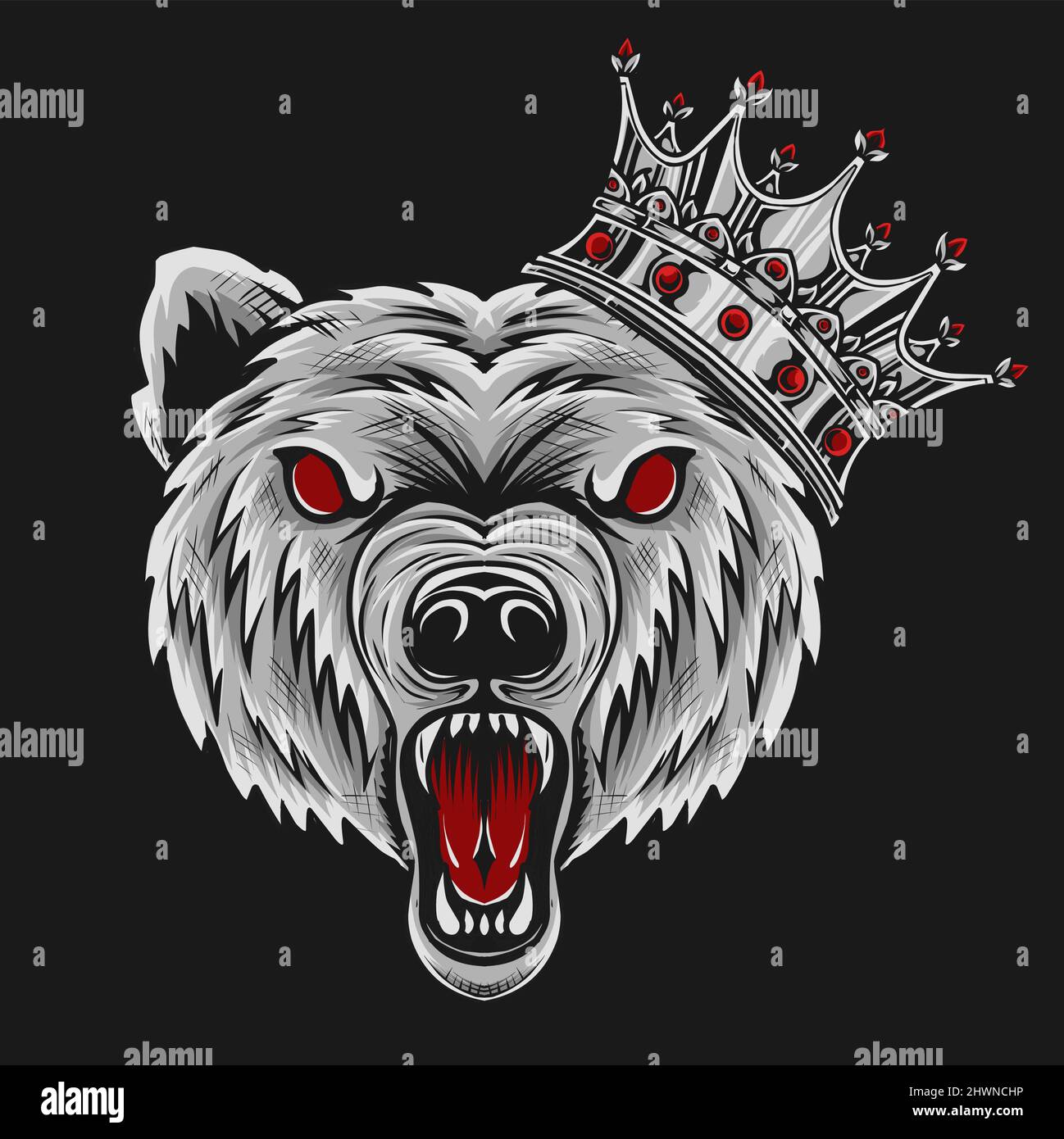 illustration vector bear head with king crown Stock Vector Image & Art ...