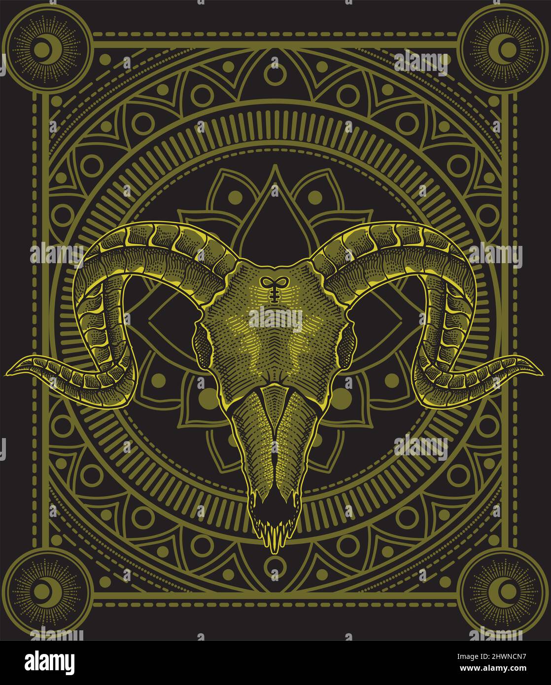 illustration vector goat skull with sacred geometry Stock Vector Image ...