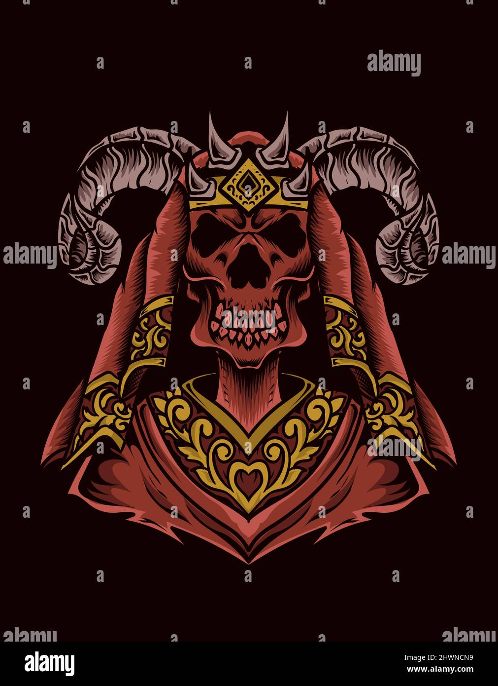 illustration vector scary demon king skull Stock Vector Image & Art - Alamy