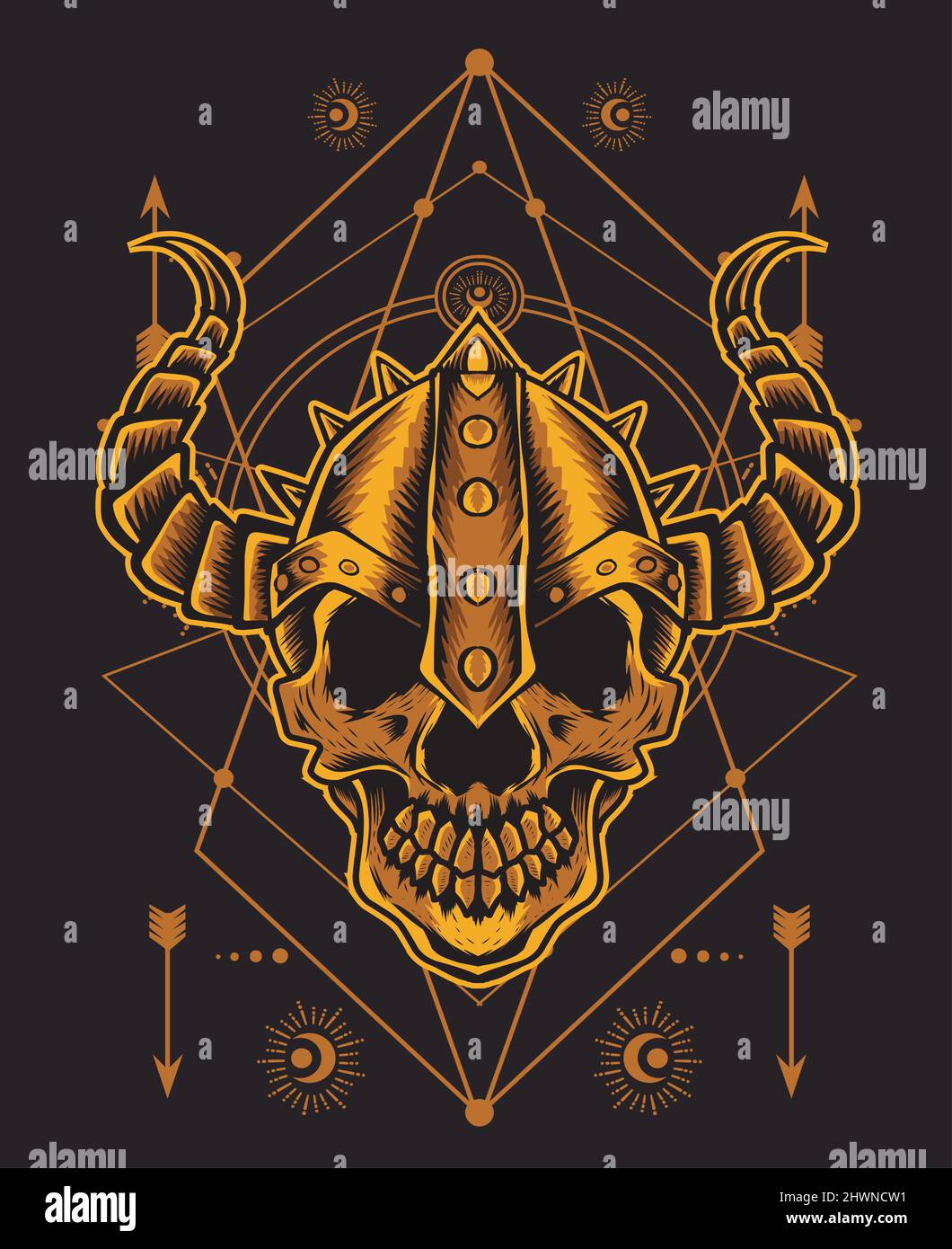 illustration vector viking skull head with sacred geometry Stock Vector ...