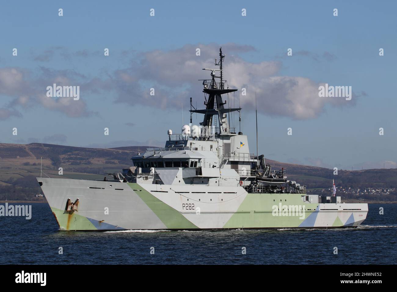 HMS Severn (P282), a Batch 1 River-class patrol vessel operated by the ...