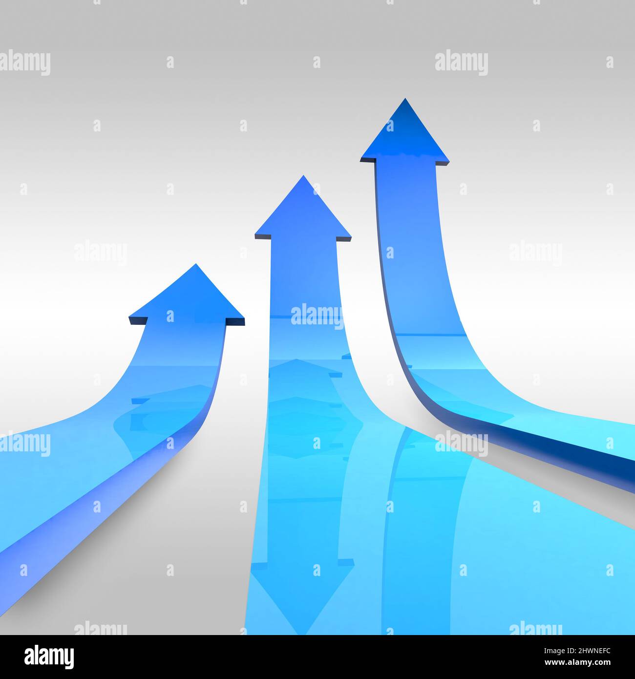 All arrows point upwards. Computer graphic of arrows Stock Photo - Alamy