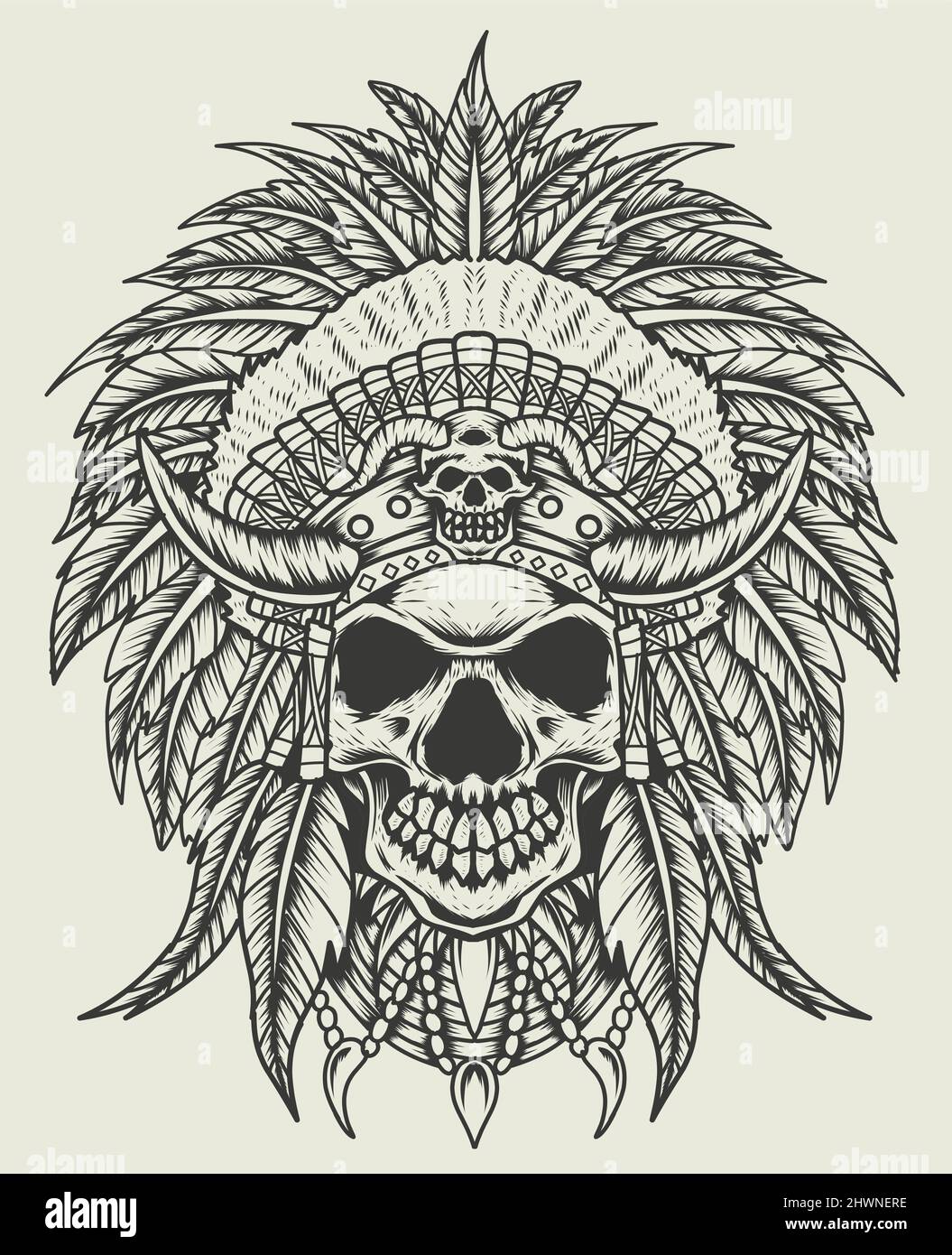 Indian chief tattoo skull hi-res stock photography and images - Alamy