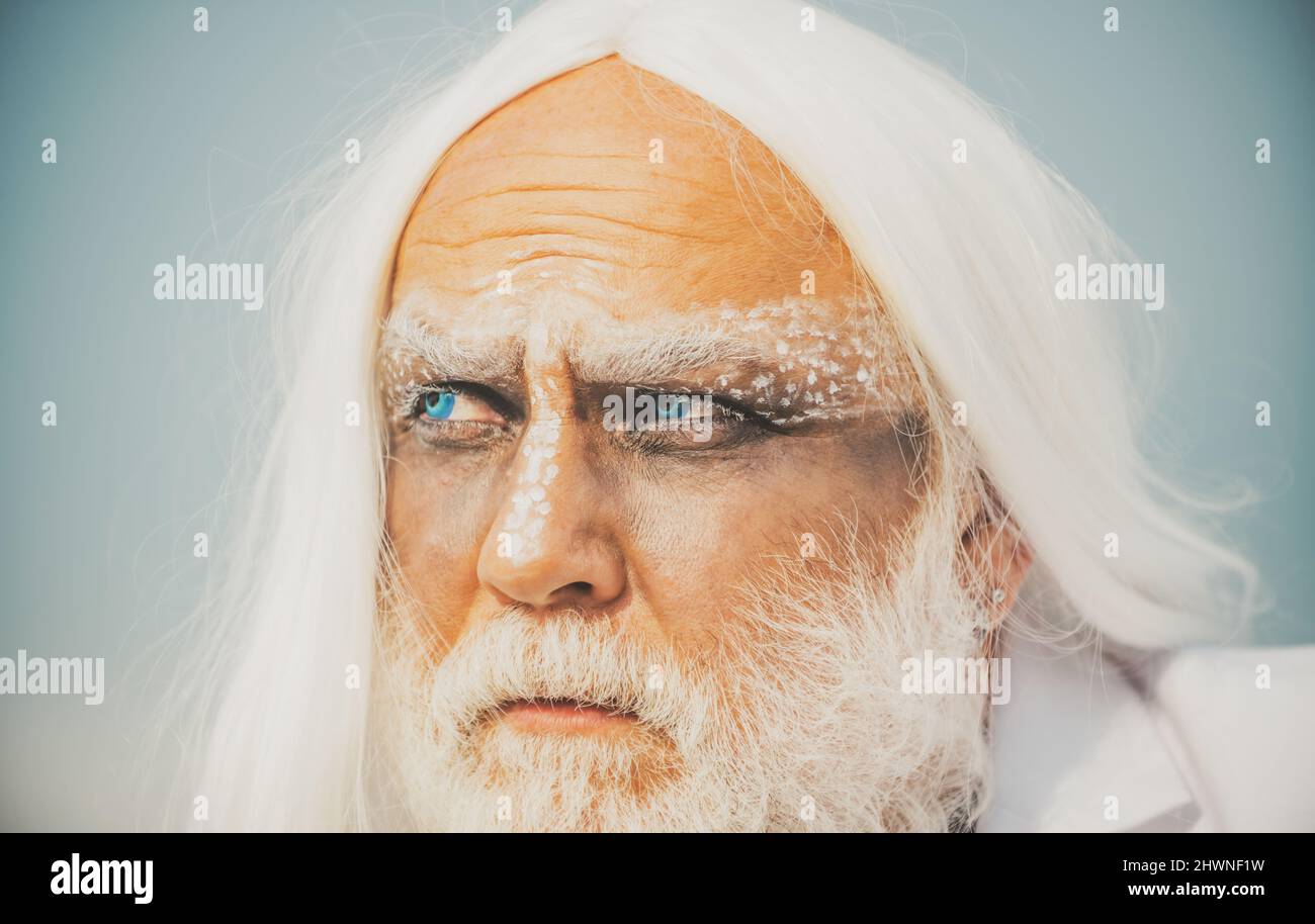 Bearded man dressed like Halloween monster. Vampire Halloween Concept ...