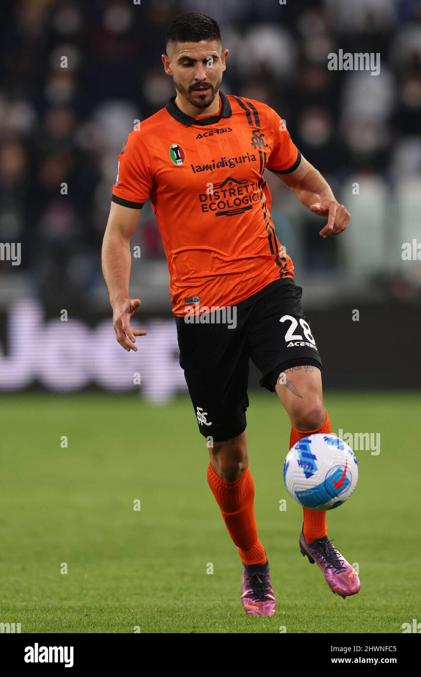 Turin, Italy, 6th March 2022. Martin Erlic of Spezia Calcio during the ...